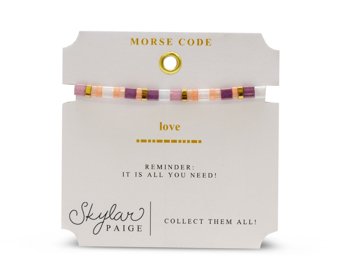 Skylar Paige - LOVE - Morse Code Tila Beaded Bracelet - Rose All Day ...